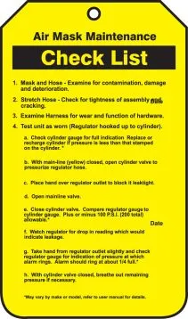 Air Mask Status Safety Tags: Air Mask Maintenance Check List – Rhino ...